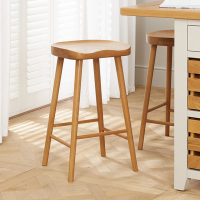 Shaker Style Saddle Seat Counter Stool Ergonomic Contoured Seat Solid ...