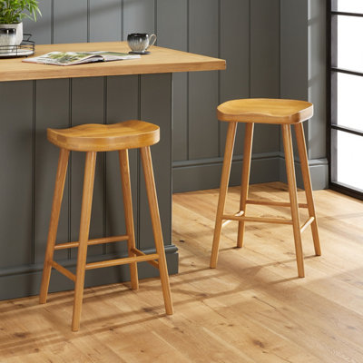 Shaker Style Saddle Seat Counter Stool Ergonomic Contoured Seat Solid ...
