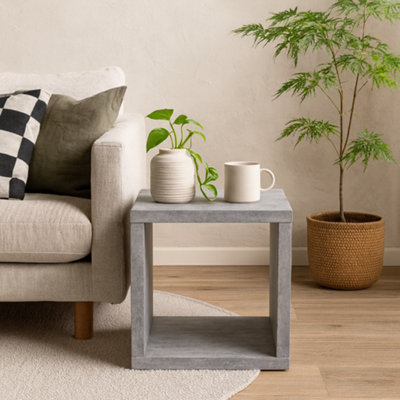 Shanghai Concrete Grey Single-Cube Storage Unit with One Shelf