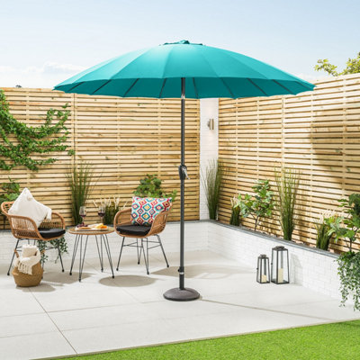 Shanghai Parasol With Tilt 2.6m - Turquoise | DIY at B&Q