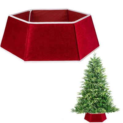 Shatchi 26.8Inch Christmas Tree Skirt Foldable Velvet Xmas Tree Stand ...