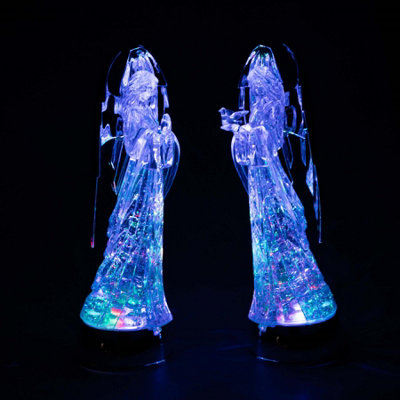 SHATCHI 33cm LED Light Up Angel Figure Swirling Glitter Water Spinner ...