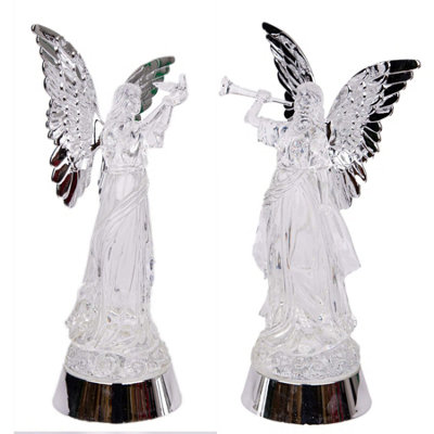 SHATCHI 33cm LED Light Up Angel Figure Swirling Glitter Water Spinner ...