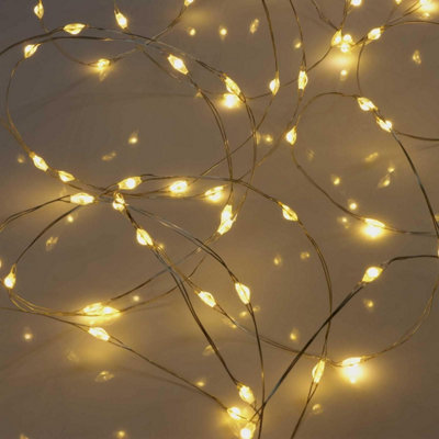 Shatchi 40 LED/4m Fairy String Lights Silver Wire Battery Operated Warm ...
