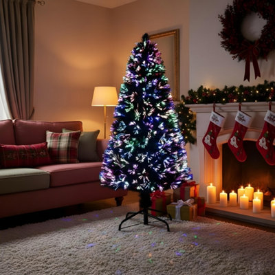 Shatchi 5Ft/150cm Multicolour Fibre Optic Christmas Tree LED Pre-Lit