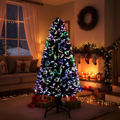 Shatchi 6Ft/180cm Multicolour Fibre Optic Christmas Tree LED Pre-Lit