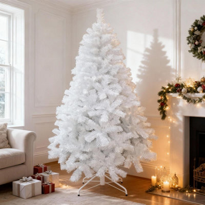 Shatchi 6FT Alaskan Pine White Christmas Tree with Metal Stand