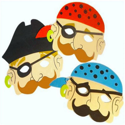 Shatchi 6Pcs Pirate Foam Face Masks Halloween Costume Fancy Bright ...