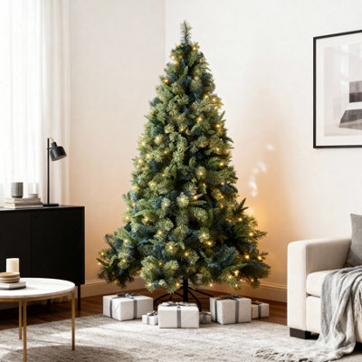 SHATCHI 7Ft Pre-Lit Kentucky Pine Luxurious Artificial Green Christmas ...