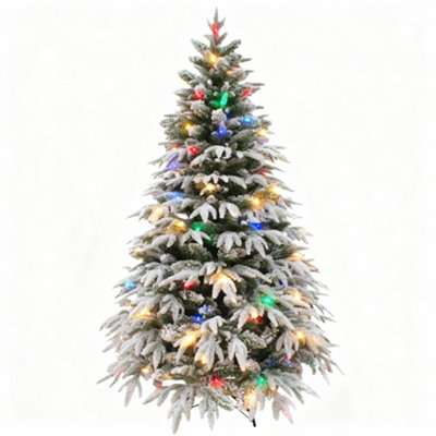 Shatchi 8FT Prelit Green Lapland Fir Christmas Tree Multicolour LEDs