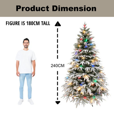 Shatchi 8FT Prelit Green Lapland Fir Christmas Tree Multicolour LEDs