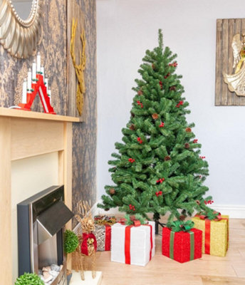 Shatchi Artificial Christmas 8Ft Tree Maryland Fir Green Tips Red ...