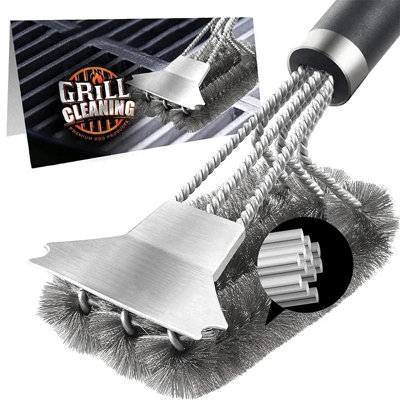 SHATCHI BBQ Cleaning, Scraper Stainless Steel Bristles-Barbecue Wire ...