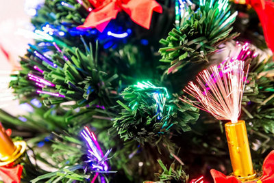 Shatchi Candle and Bow Fibre Optic Christmas Tree 2ft