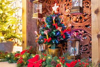 Shatchi Candle and Bow Fibre Optic Christmas Tree 2ft