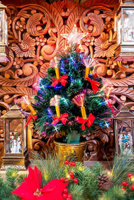 Shatchi Candle and Bow Fibre Optic Christmas Tree 2ft