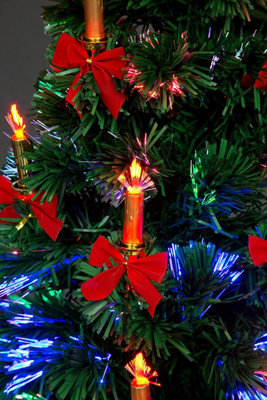 Shatchi Candle and Bow Fibre Optic Christmas Tree 3ft