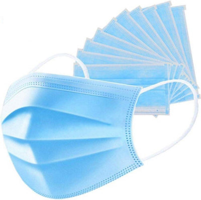 Shatchi disposable facial mask with ear loop, 3 lint, blue, 30pieces