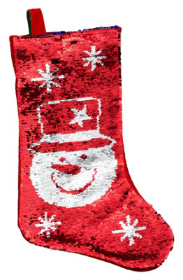 Shatchi Large 45CM Long Novelty 2in1 Snowman Sequin Santa Stocking Sack ...
