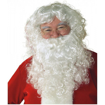 Shatchi Long White Deluxe Christmas Santa Claus Beard Set for Fancy ...