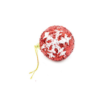SHATCHI SHATCHI-95 12 Red Glitter Christmas Tree Baubles Soft Foam Xmas ...