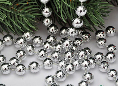 Shatchi Silver Shiny Christmas Bead Chain Metallic Beaded Garland ...