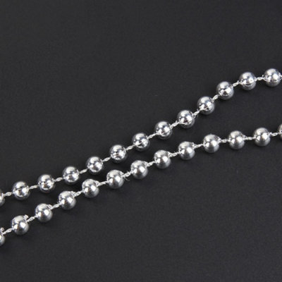 Shatchi Silver Shiny Christmas Bead Chain Metallic Beaded Garland ...