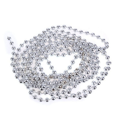 Shatchi Silver Shiny Christmas Bead Chain Metallic Beaded Garland ...