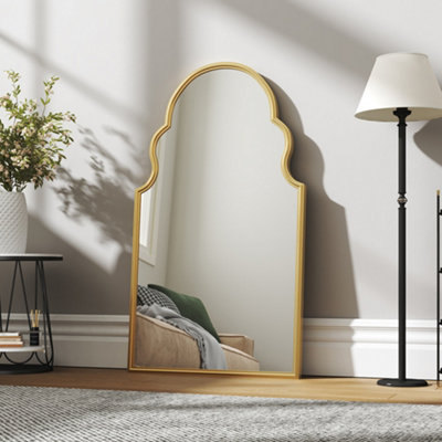 Shatterproof Metal Decorative Wall Mounted Mirror with Gold Framed