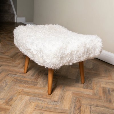 Shearling Sheepskin White Footstool | DIY at B&Q