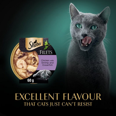 Sheba Fillets Tray Chicken Shrimp & Ocean Fish Gravy 60g x 32 (Pack of 32)