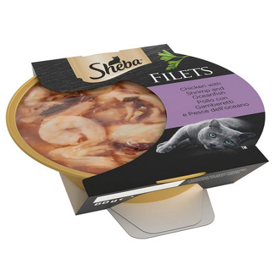 Sheba Fillets Tray Chicken Shrimp & Ocean Fish Gravy 60g x 32 (Pack of 32)