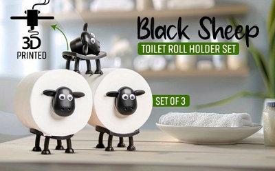 Sheep Toilet Roll Holder, Funny Toilet Paper Holder Free Standing Bathroom Set - Mate Black ...