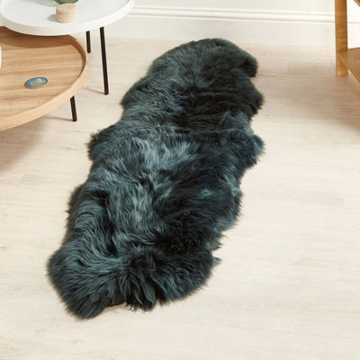 Sheepskin Forest Green Rug, Handmade Rug with 50mm Thick, Luxurious ...