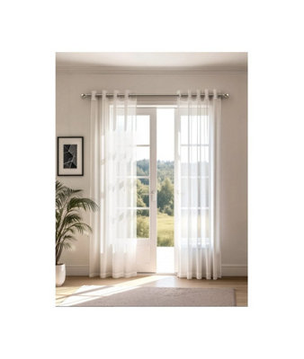 Sheer Eyelet Voile Curtains in White