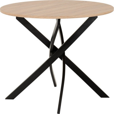 Sheldon Round Wooden Top Dining Table - L90 x W90 x H75 cm - Sonoma Oak ...