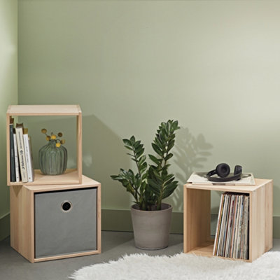 Shelf Depot Beech Cube Shelving Unit Freestanding Stackable (H)358mm (W ...