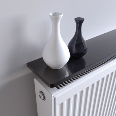 SHELF DEPOT GLOSS BLACK RADIATOR SHELF (L)600MM (D)150MM