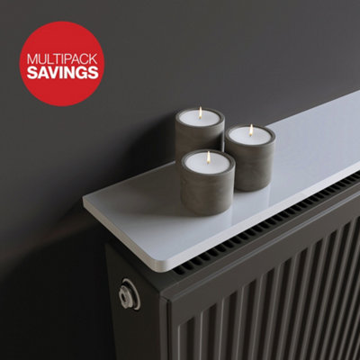 Shelf Depot Gloss White Radiator Shelves (L)600mm (D)150mm, Set of 2