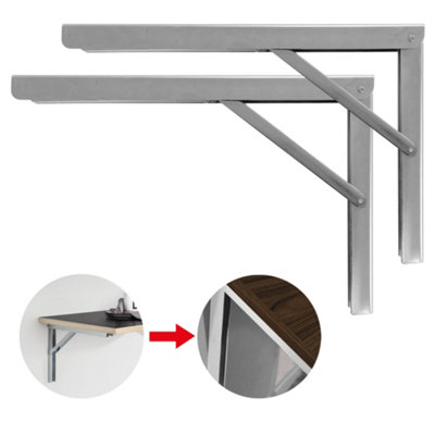 Shelf Depot Heavy Duty Folding Brackets Silver Zinc Plated (H)400mm (D ...