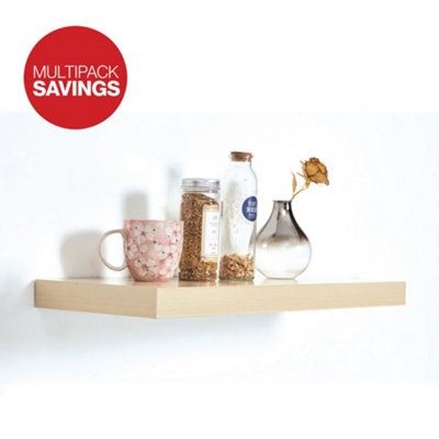 Shelf Depot Maple Floating Shelf (L)900mm (D)230mm, Pack of 2 | DIY at B&Q