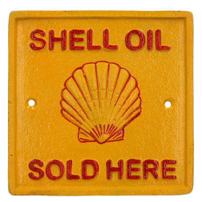 Shell Oil Sold Here Square CastIron Sign Plaque Wall Garage Petrol ...