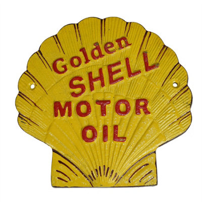 Shell Shaped Shell Oil Sign Fuel Cast Iron Sign Plaque Wall Garage ...