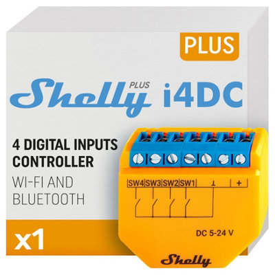 Shelly Plus i4 4-Input Digital Controller with DC Powering Support
