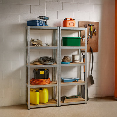 Shelving Units Heavy Duty Garage Shelves 2 Pack Silver 5 Tier Storage ...