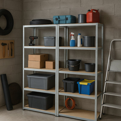 Shelving Units Heavy Duty Garage Shelves Silver 5 Tier Storage Racking ...