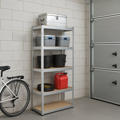 Shelving Units Heavy Duty Garage Shelves Silver 5 Tier Storage Racking ...