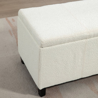 SHERMAN BOUCLE FABRIC STORAGE OTTOMAN - CREAM