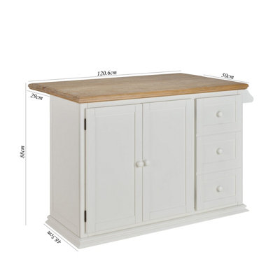 Shire Breakfast Bar White Kitchen Storage Trolley with Oak Top ...