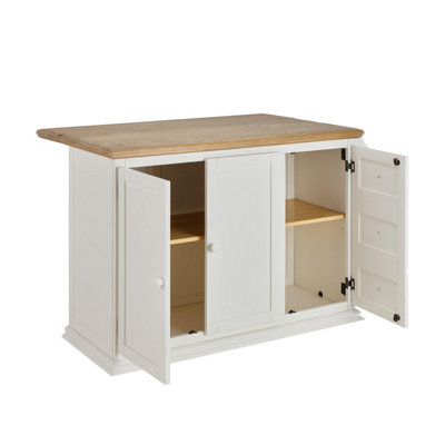 Shire Breakfast Bar White Kitchen Storage Trolley with Oak Top ...